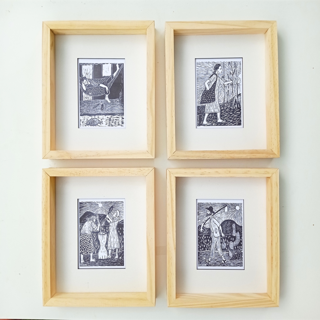 Quadro Xilogravura Francorli: Mulheres Pilando - Imaterial Artesanato ...