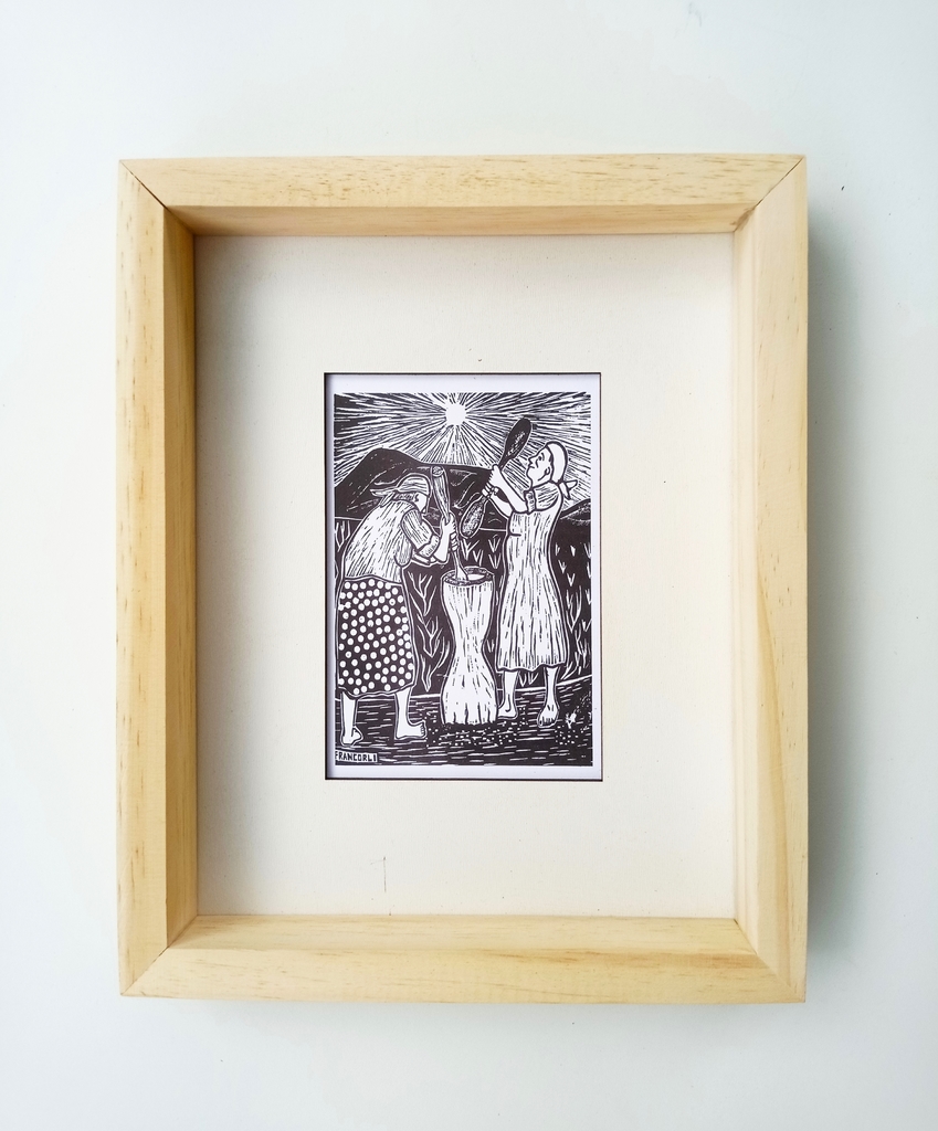 Quadro Xilogravura Francorli: Mulheres Pilando - Imaterial Artesanato ...