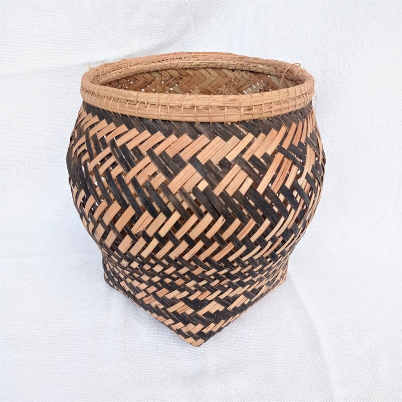 Cesto Indígena Palha Natural - Grafismo Preto - Imaterial Artesanato ...