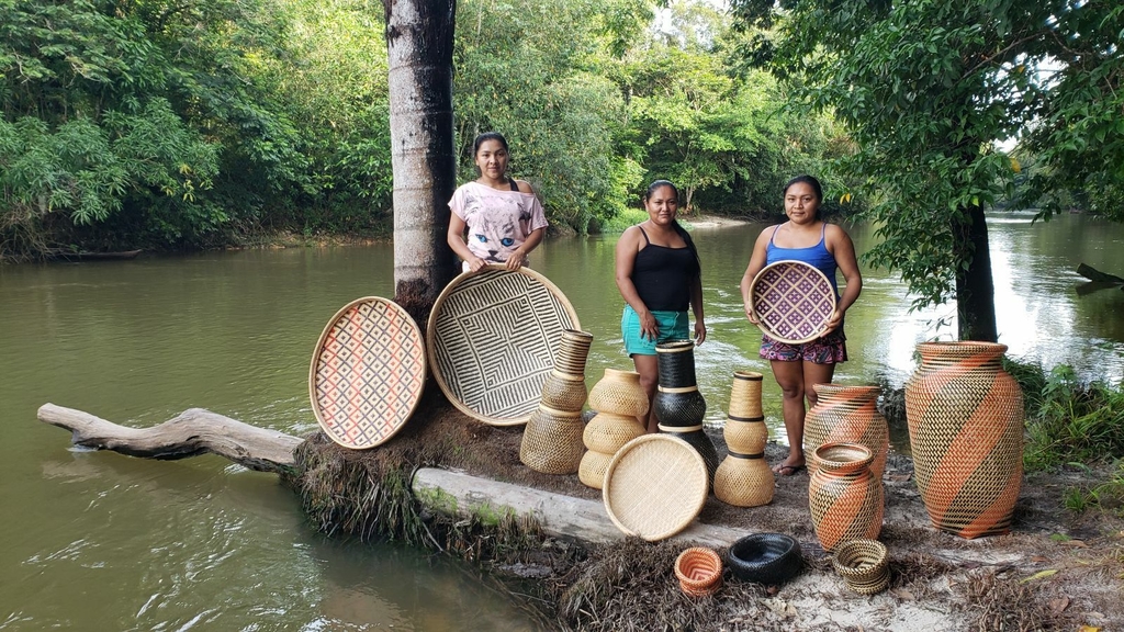Vaso de Palha Baniwa Liso GG - Imaterial Artesanato Brasileiro