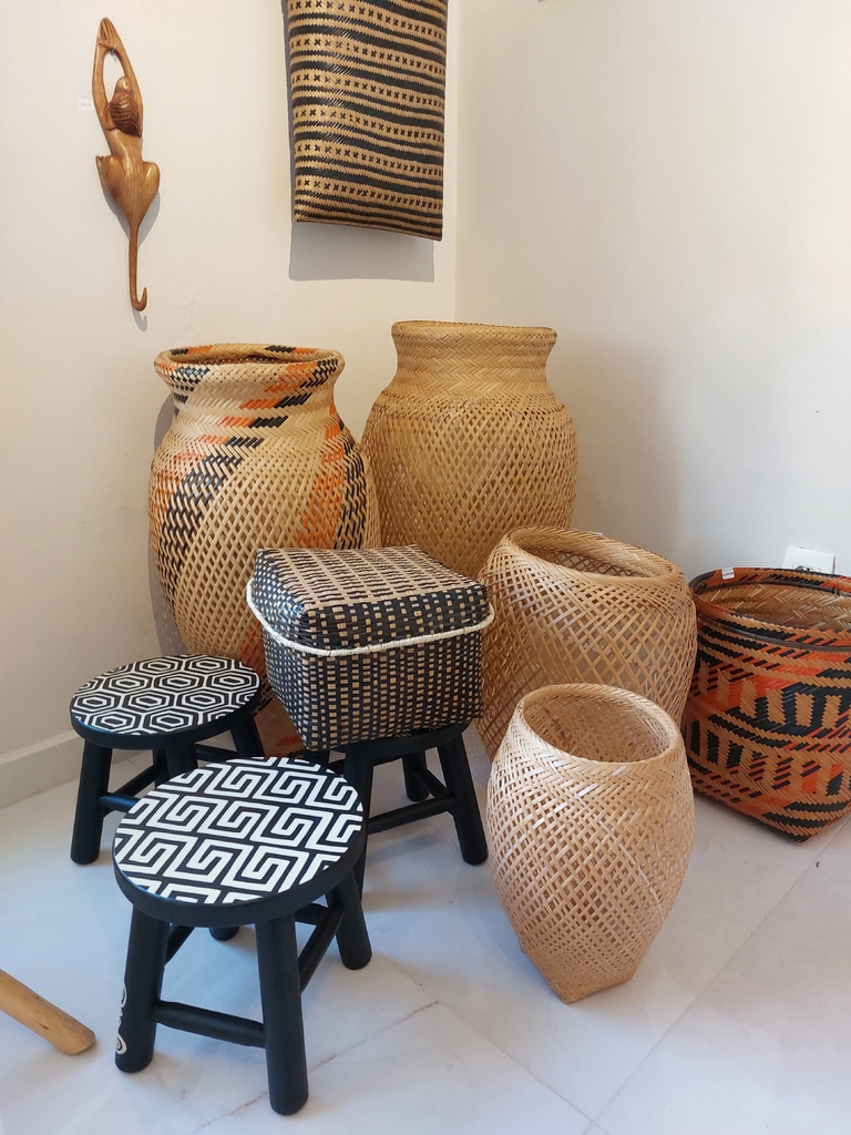 Vaso de Palha Baniwa Liso GG - Imaterial Artesanato Brasileiro